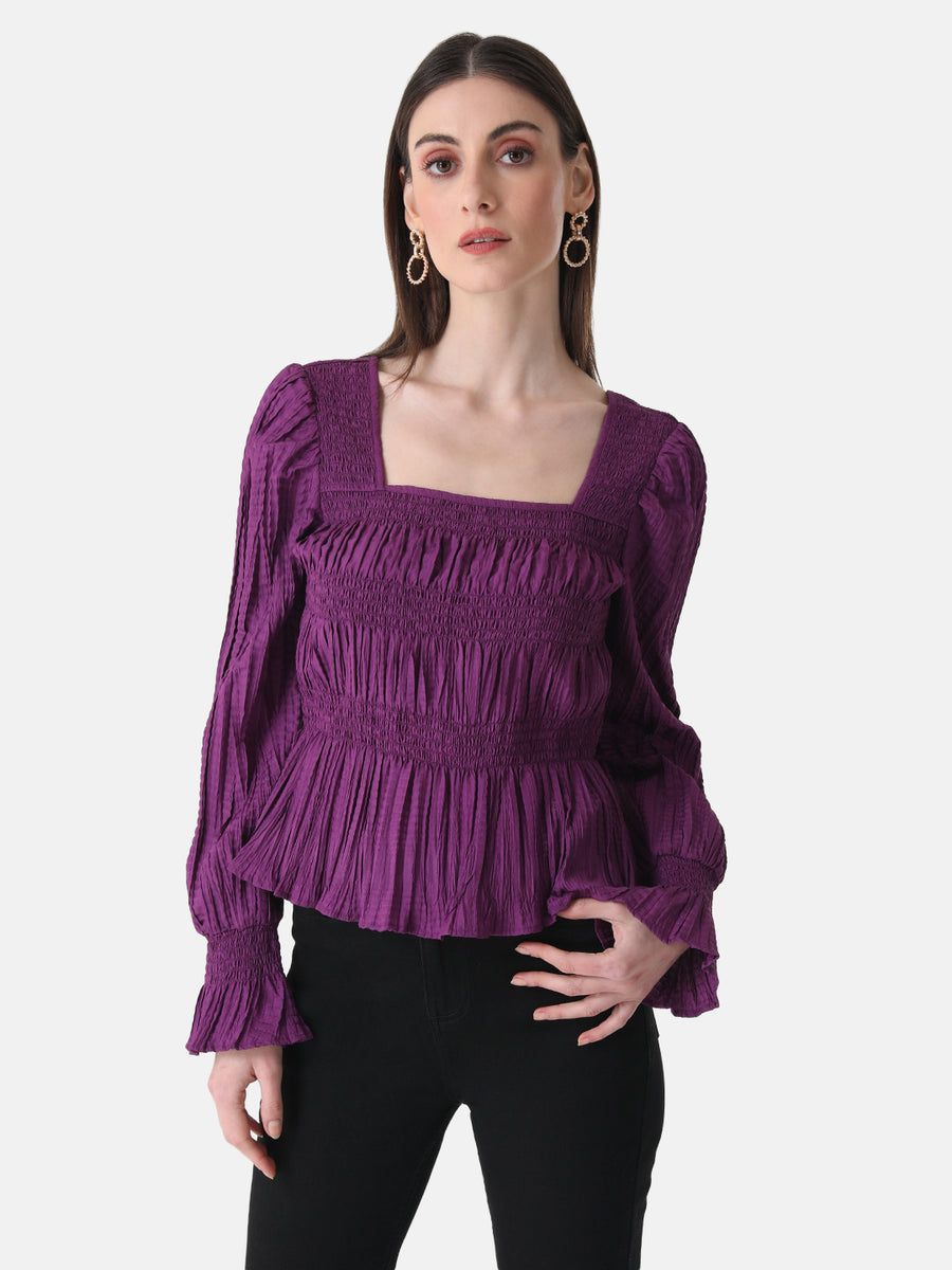 Pleated Top With Smocking – KAZO