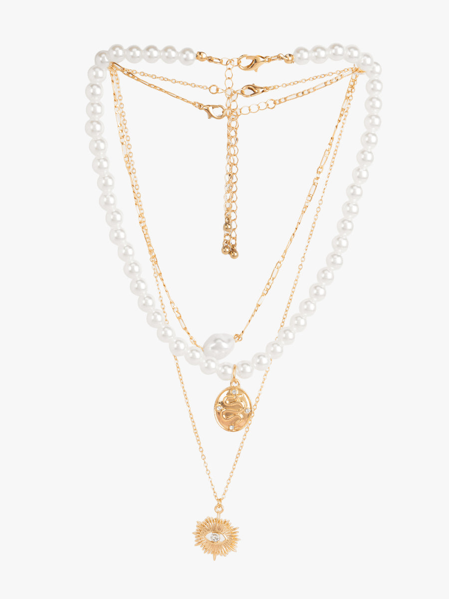 Pearl Necklace With Gilded Charms – KAZO