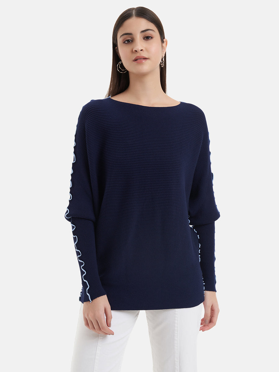 Batwing Pullover With Lettuce Hem – KAZO